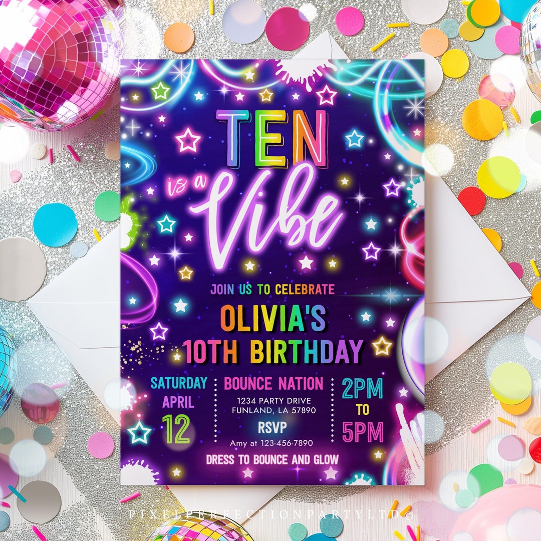 Editable Ten is A Vibe 10th Birthday Party Invitation Ten is A Vibe ...