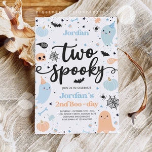 Editable Two Spooky Halloween Ghost 2nd Birthday Party - Etsy