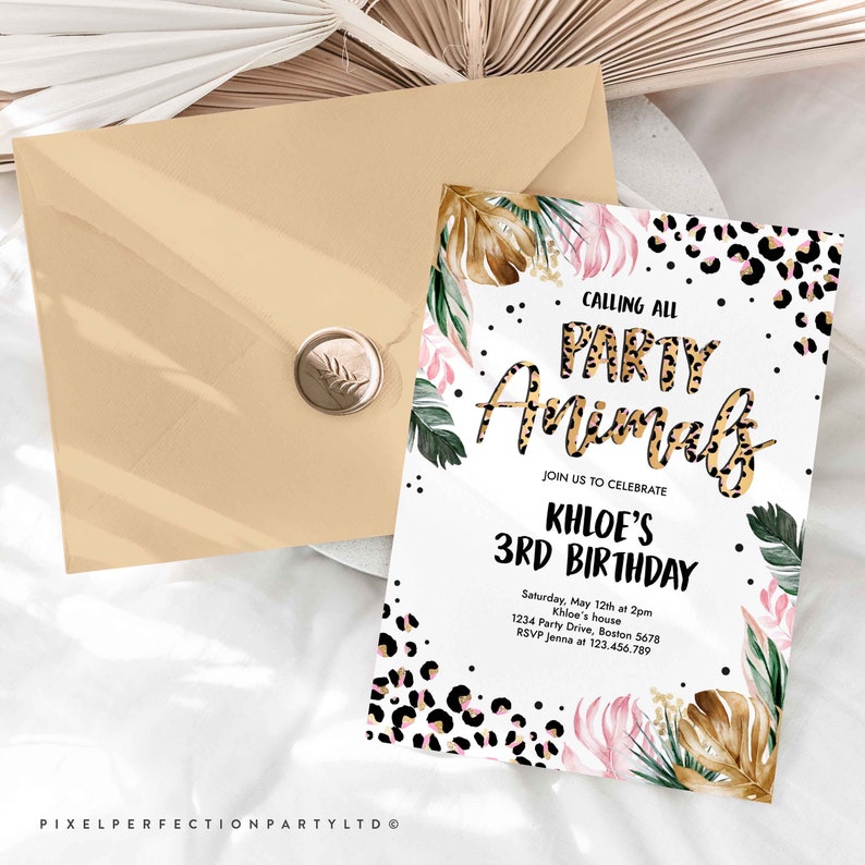 Editable Party Animals Birthday Invitation Leopard Print - Etsy