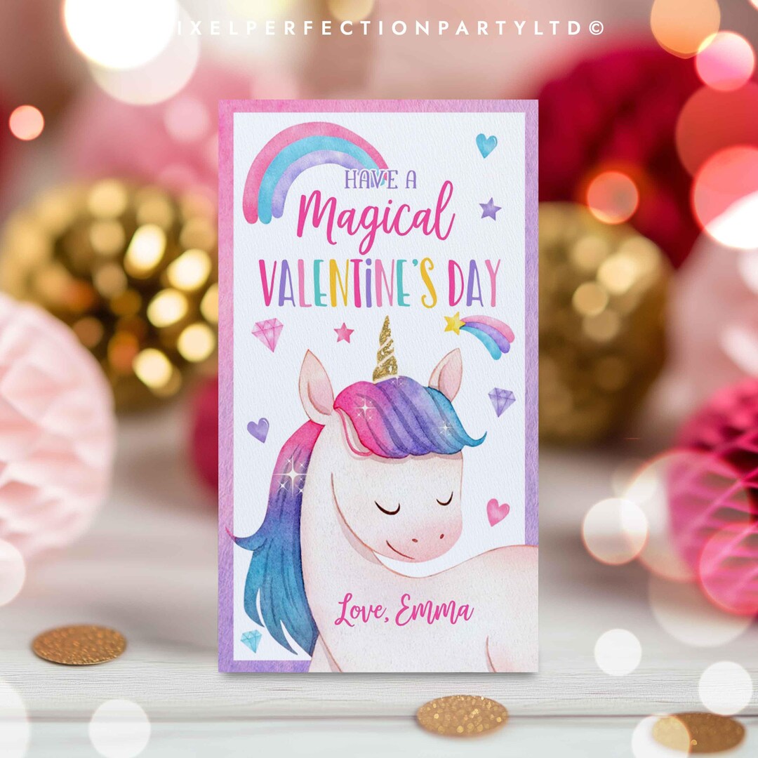 Editable Unicorn Valentine's Day Gift Tag Magical Valentine Unicorn ...