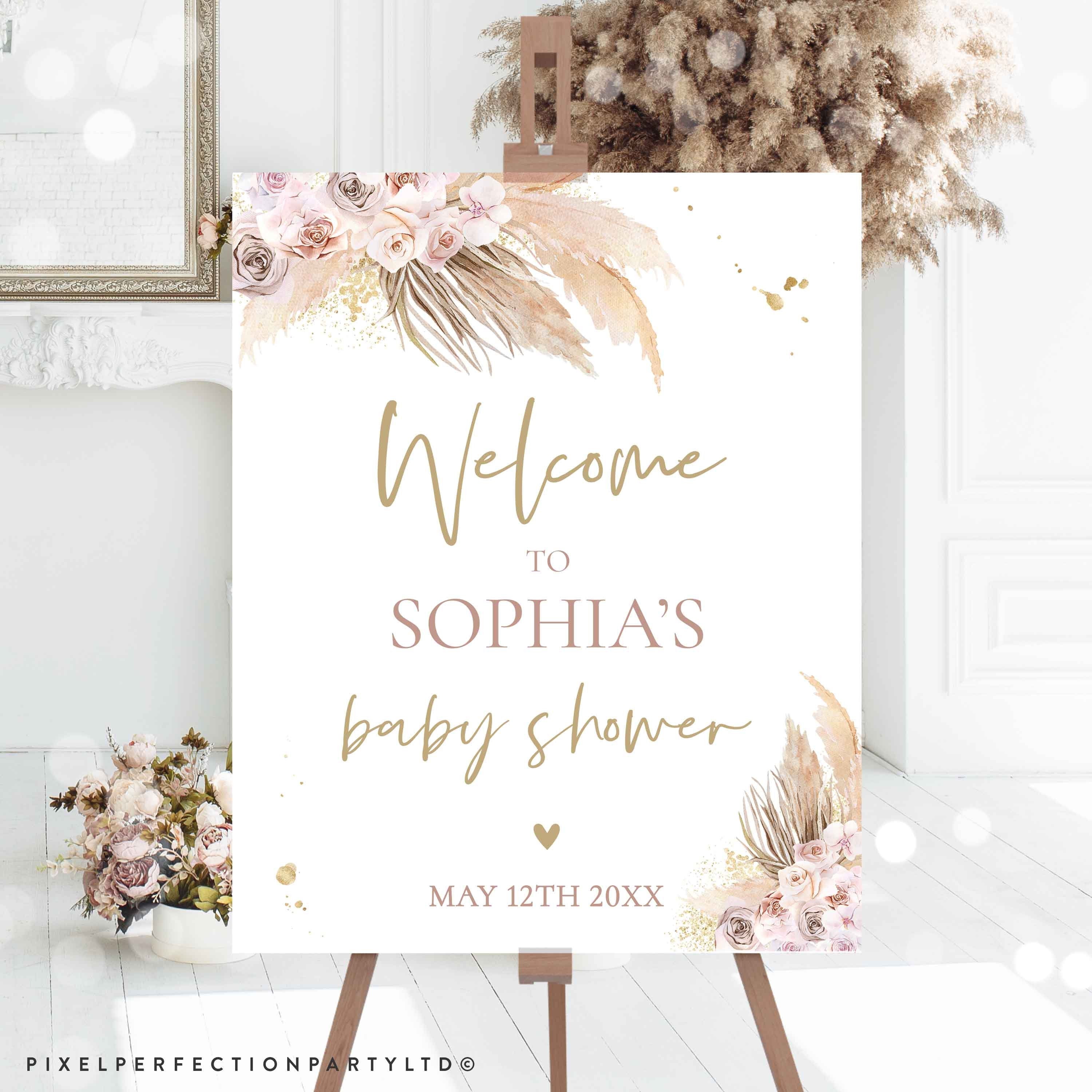 Editable Pampas Grass Baby Shower Welcome Sign Muted Tone - Etsy Canada