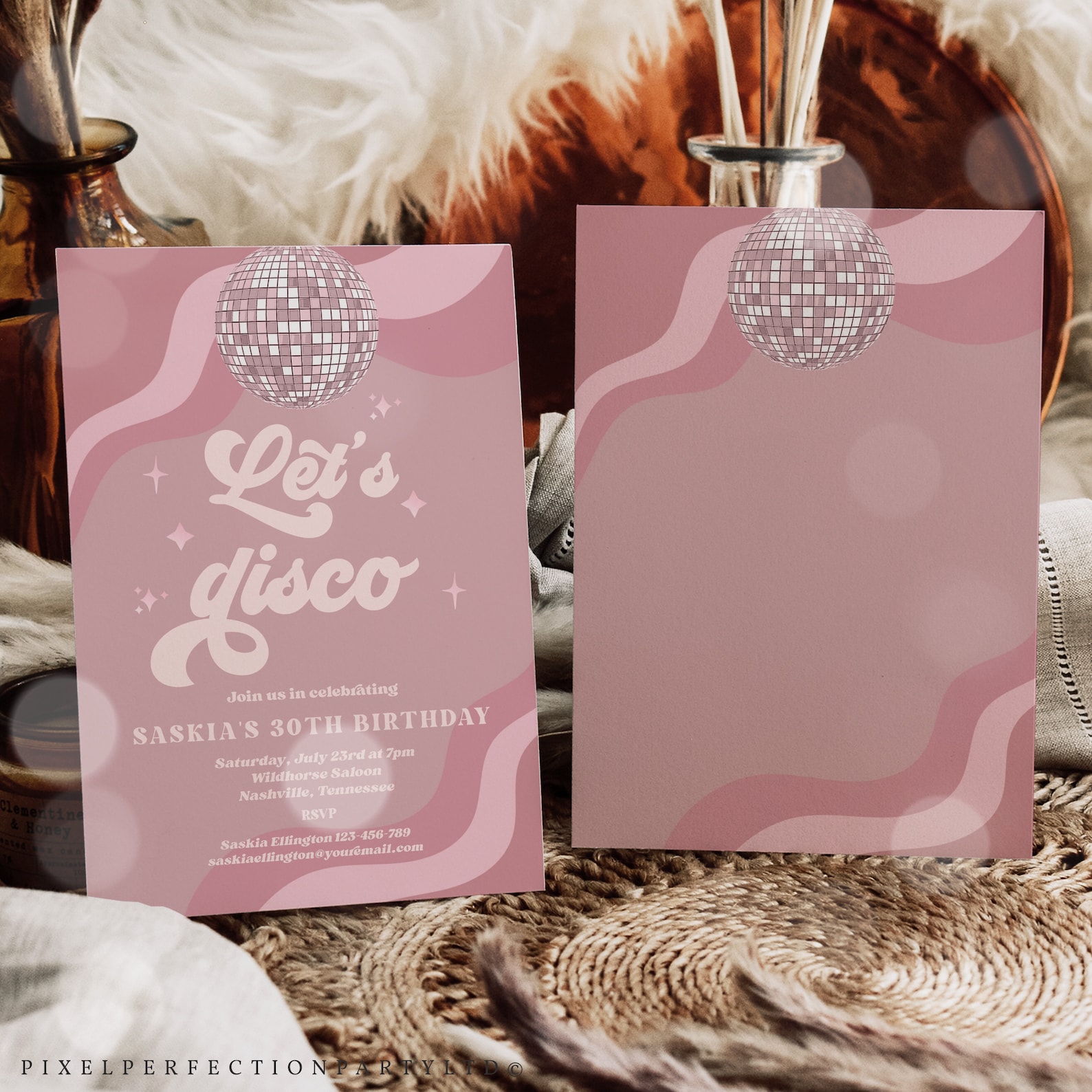 Editable Let's Disco Retro Birthday Party Invitation - Etsy