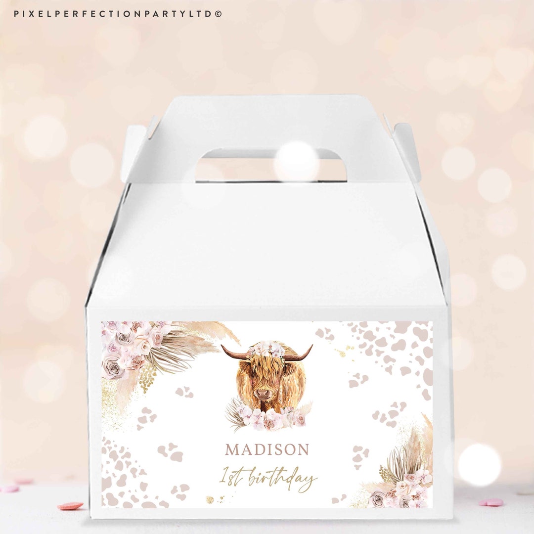 Editable Highland Cow Birthday Party Gable Box Labels Holy Cow - Etsy