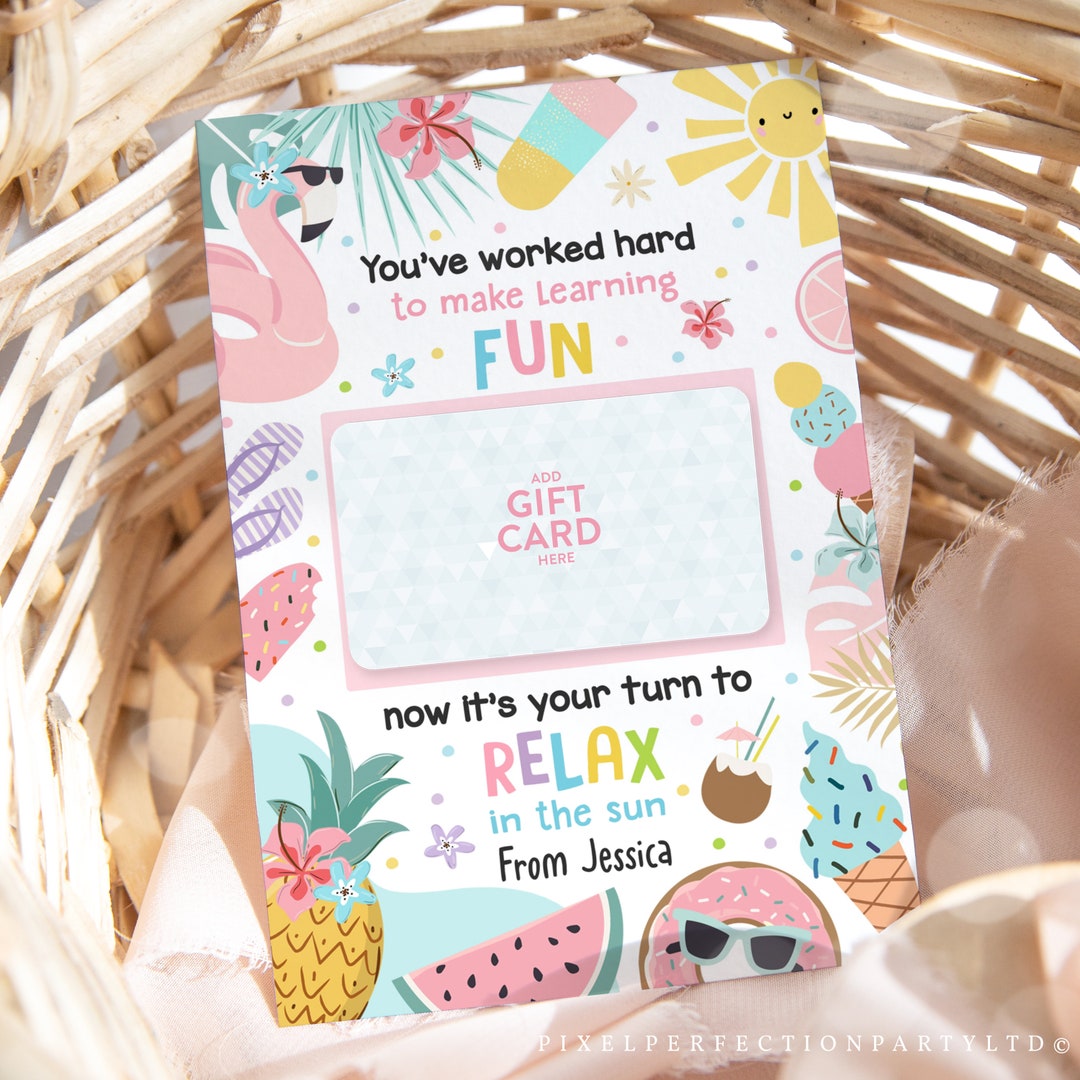 Editable Your Turn to Relax in the Sun Teacher Appreciation Gift Card ...