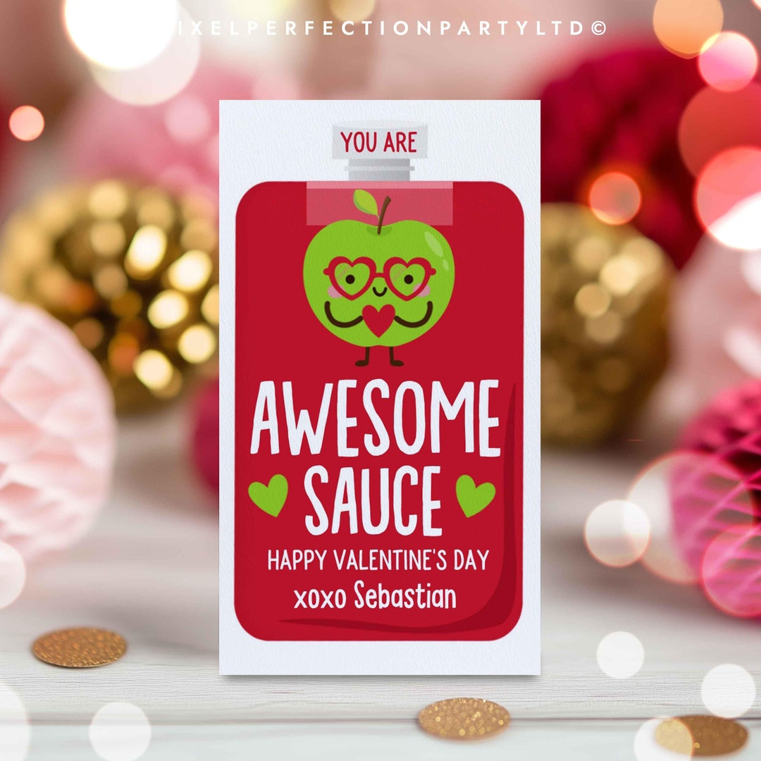 Editable Valentines Applesauce Gift Tags Valentines You Are Awesome ...