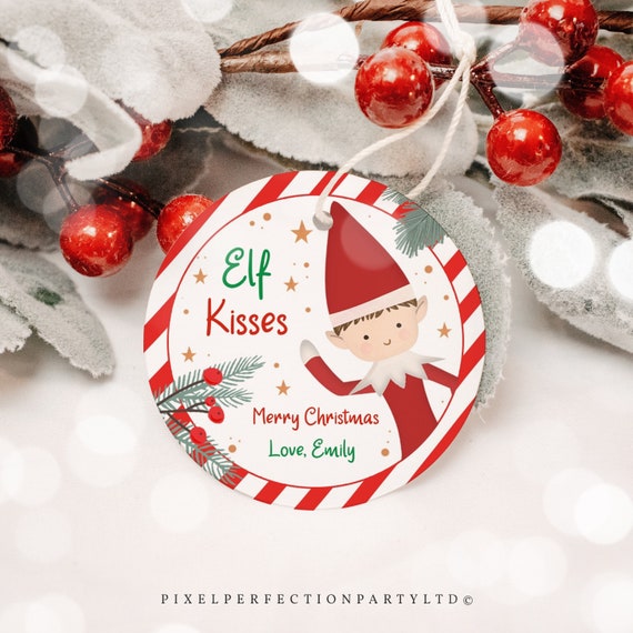 EDITABLE Elf Kisses Gift Tag Labels Elf Kisses Gift Labels Elf Kisses ...