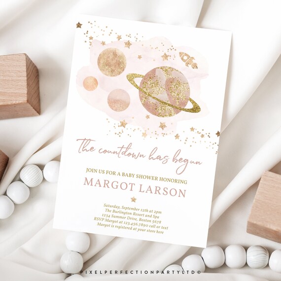 Editable Outer Space Baby Shower Invitation The Countdown Has Begun ...