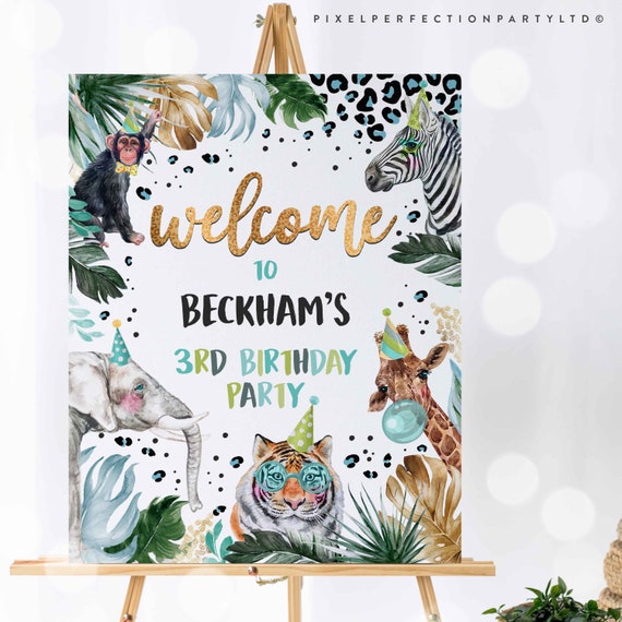 Editable Safari Animals Welcome Sign Safari Wild One Welcome Sign ...