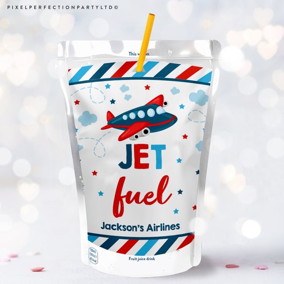 Editable Airplane Capri Sun Labels Aircraft Birthday Party Juice Pouch ...