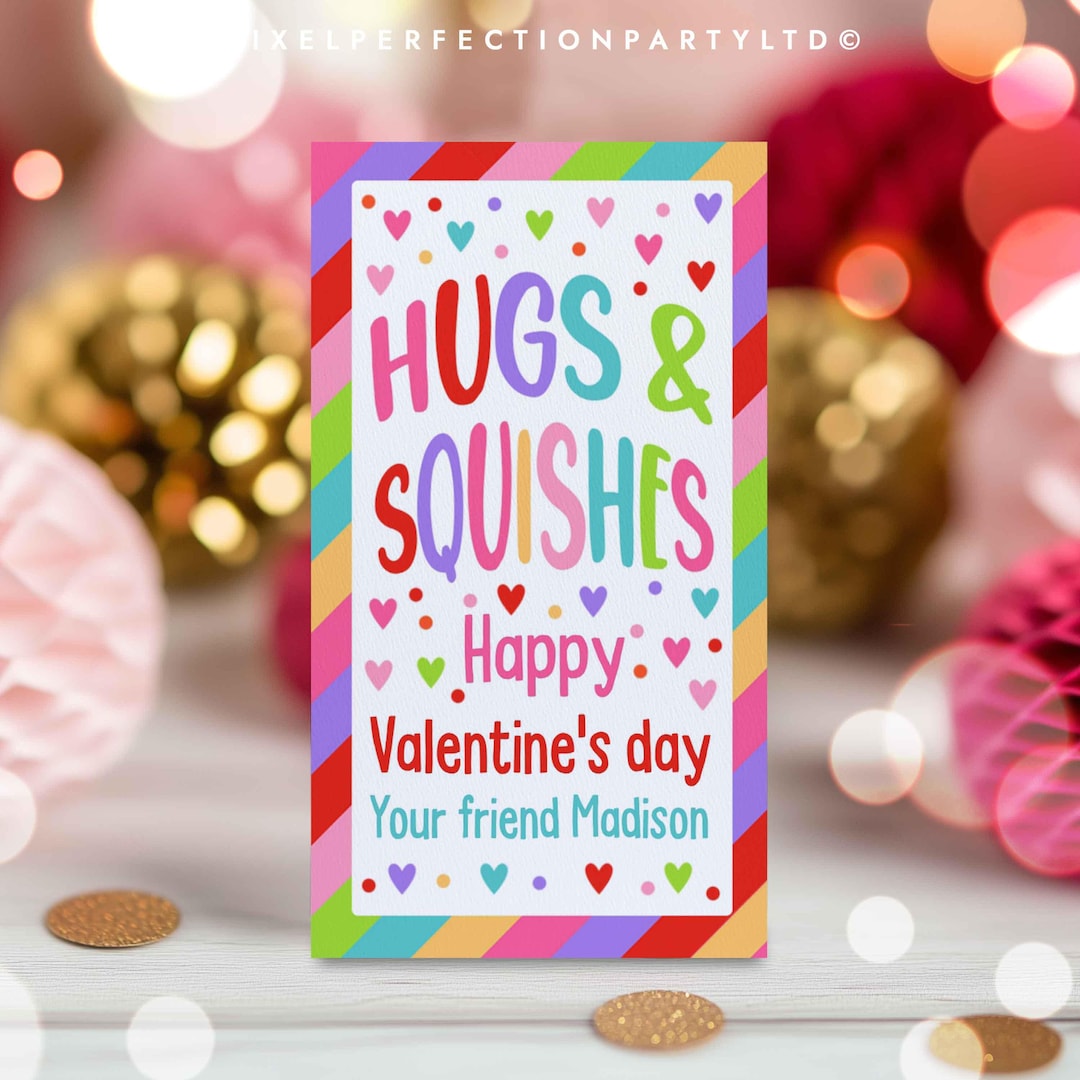 Editable Squishy Valentines Gift Tags Hugs and Squishes Valentine Tag ...