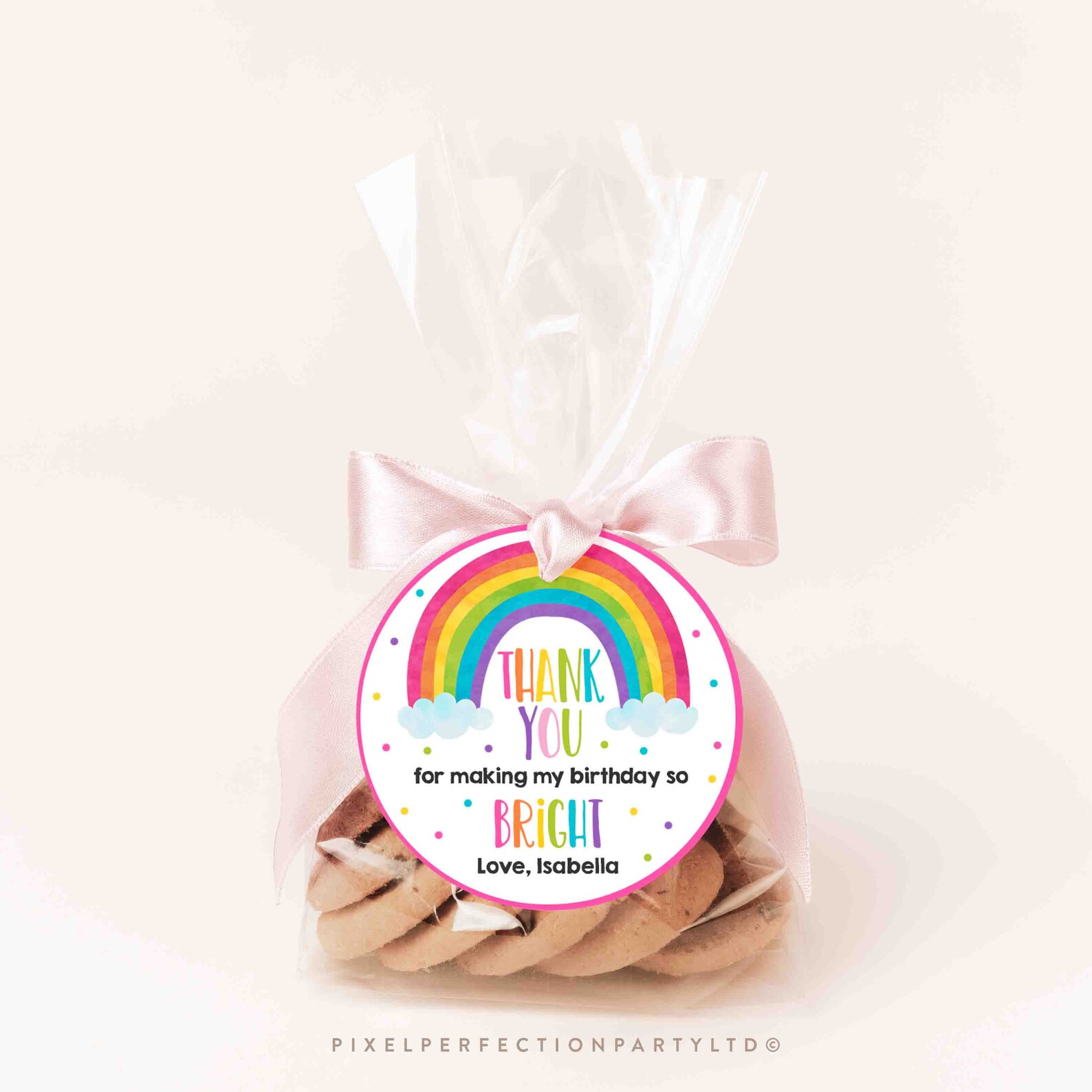 Editable Rainbow Favor Tag Bright Rainbow Birthday Party - Etsy