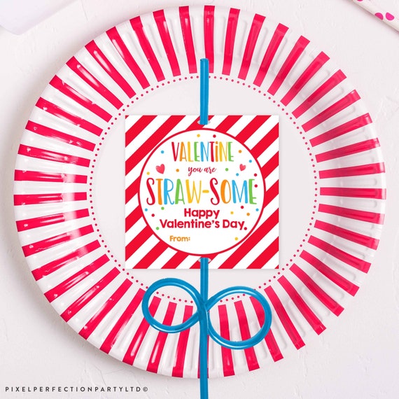 Editable You Are Straw-Some Valentineʼs Day Gift Tag Silly Straw Gift ...