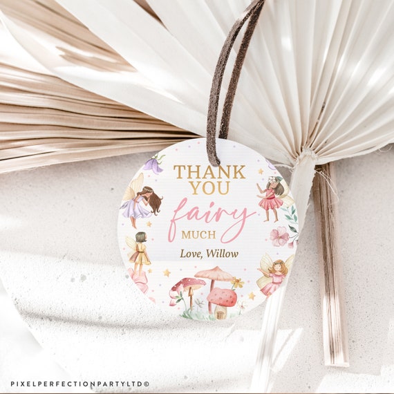 Editable Fairy Birthday Party Favor Tags Enchanted Magical Floral Fairy ...