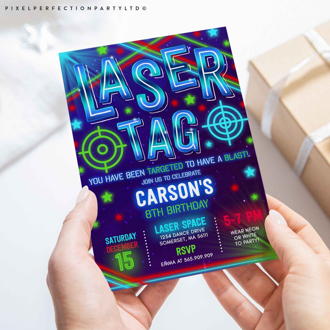 Editable Laser Tag Invitation Neon Laser Tag Birthday - Etsy UK