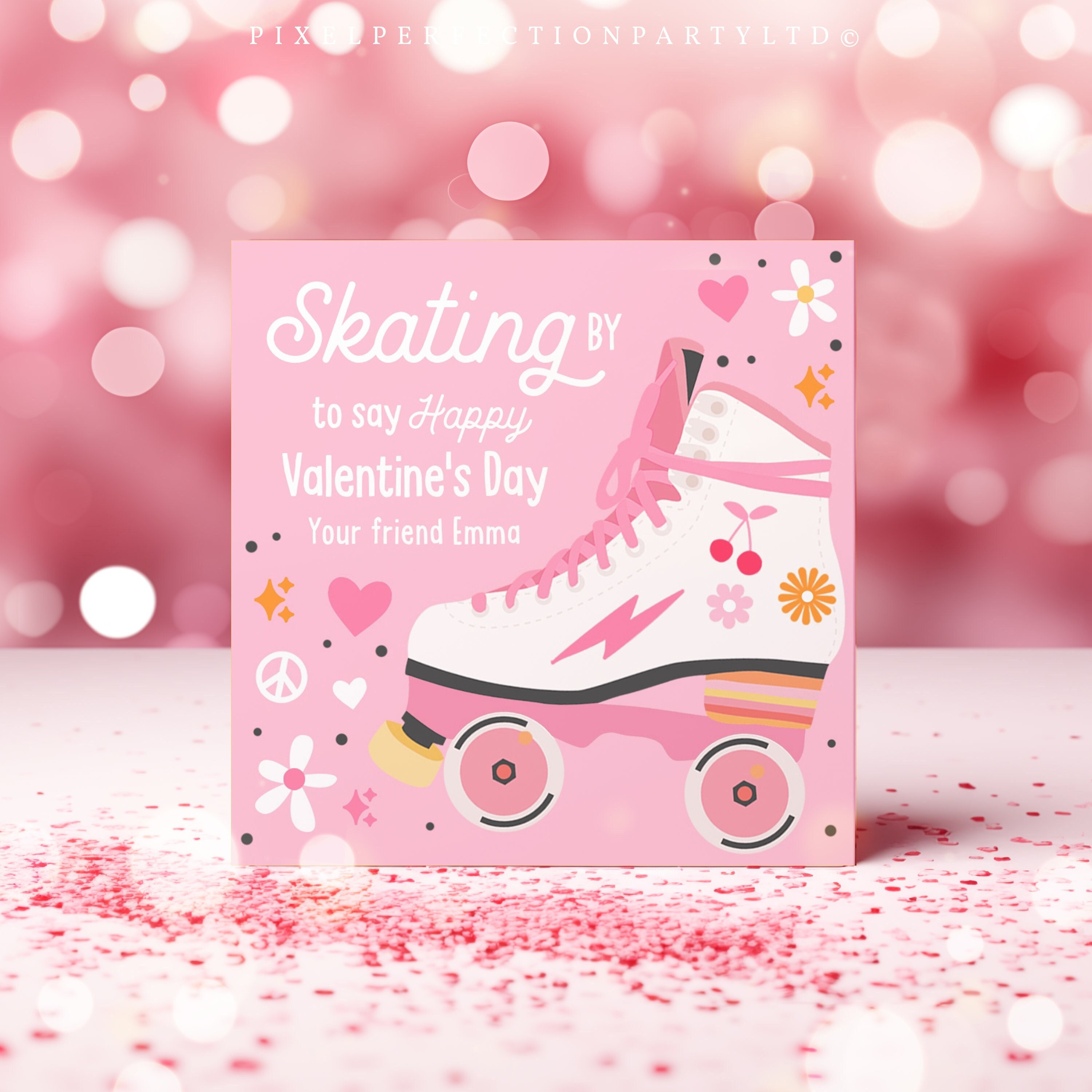 Editable Roller Skate Valentine's Day Gift Tag Skating by to Wish You A ...