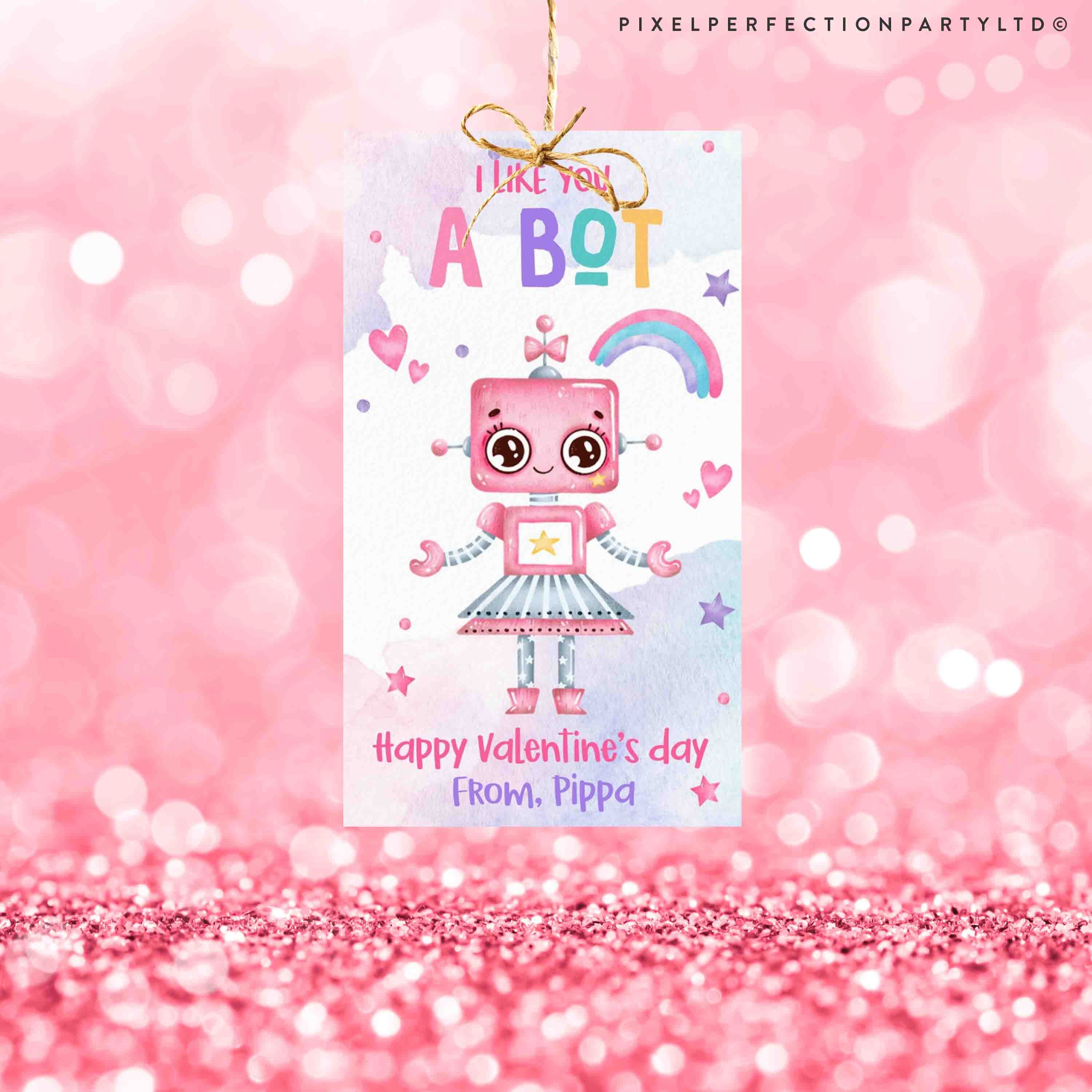 Editable Robot Valentine's Day Gift Tag Valentine Robot I - Etsy