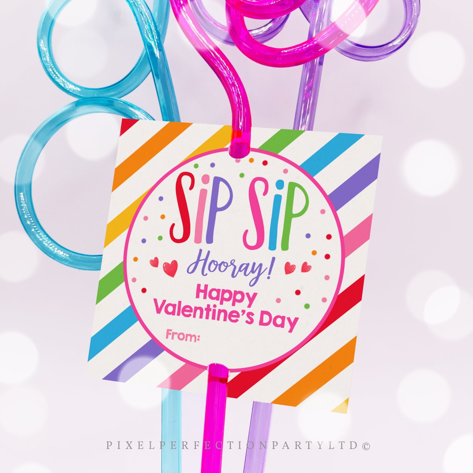 Editable Sip Sip Hooray Valentineʼs Day Gift Tag Valentine - Etsy