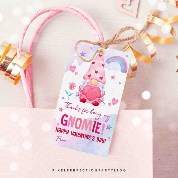 Editable Gnome Valentine's Day Gift Tag Valentine Thanks For Being My ...