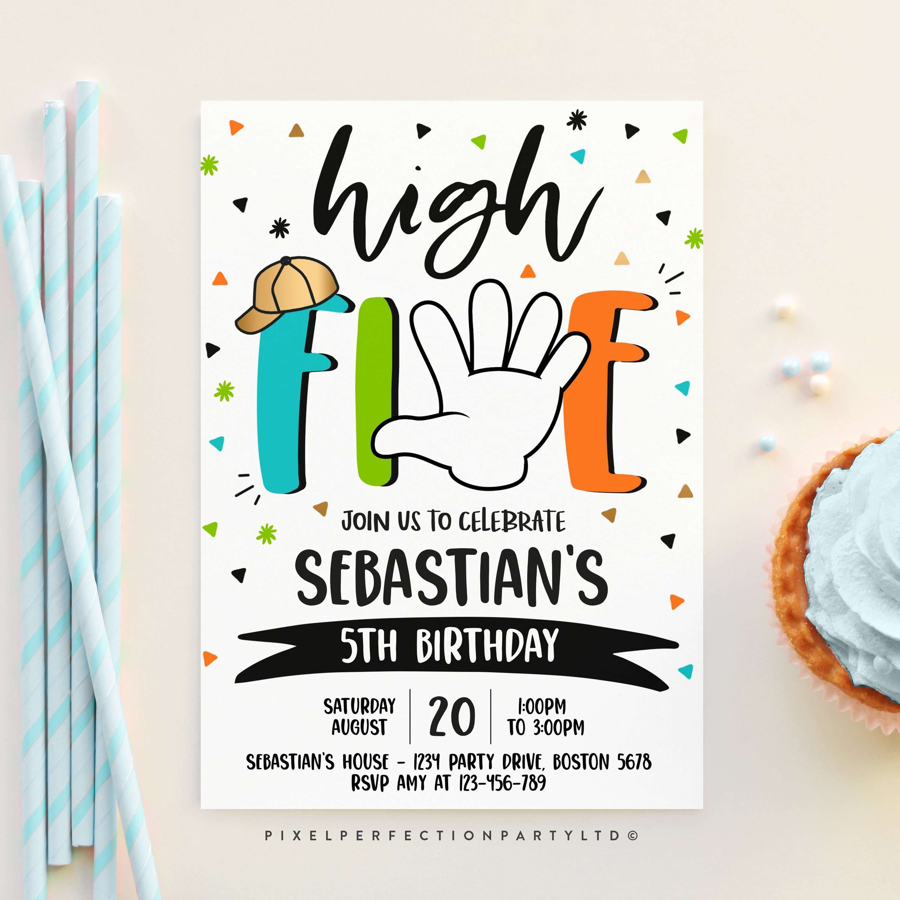 Editable High Five Birthday Party Invitation Hi Five 5th - Etsy Canada