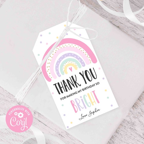 Editable Rainbow Favor Tag Rainbow Gift Tags Rainbow Thank You | Etsy