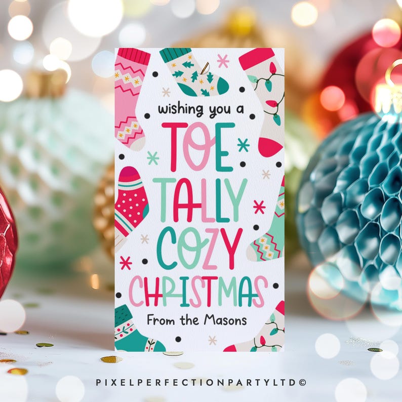 Editable Wishing You A Toe-tally Cosy Christmas Socks Gift Tag Fuzzy ...