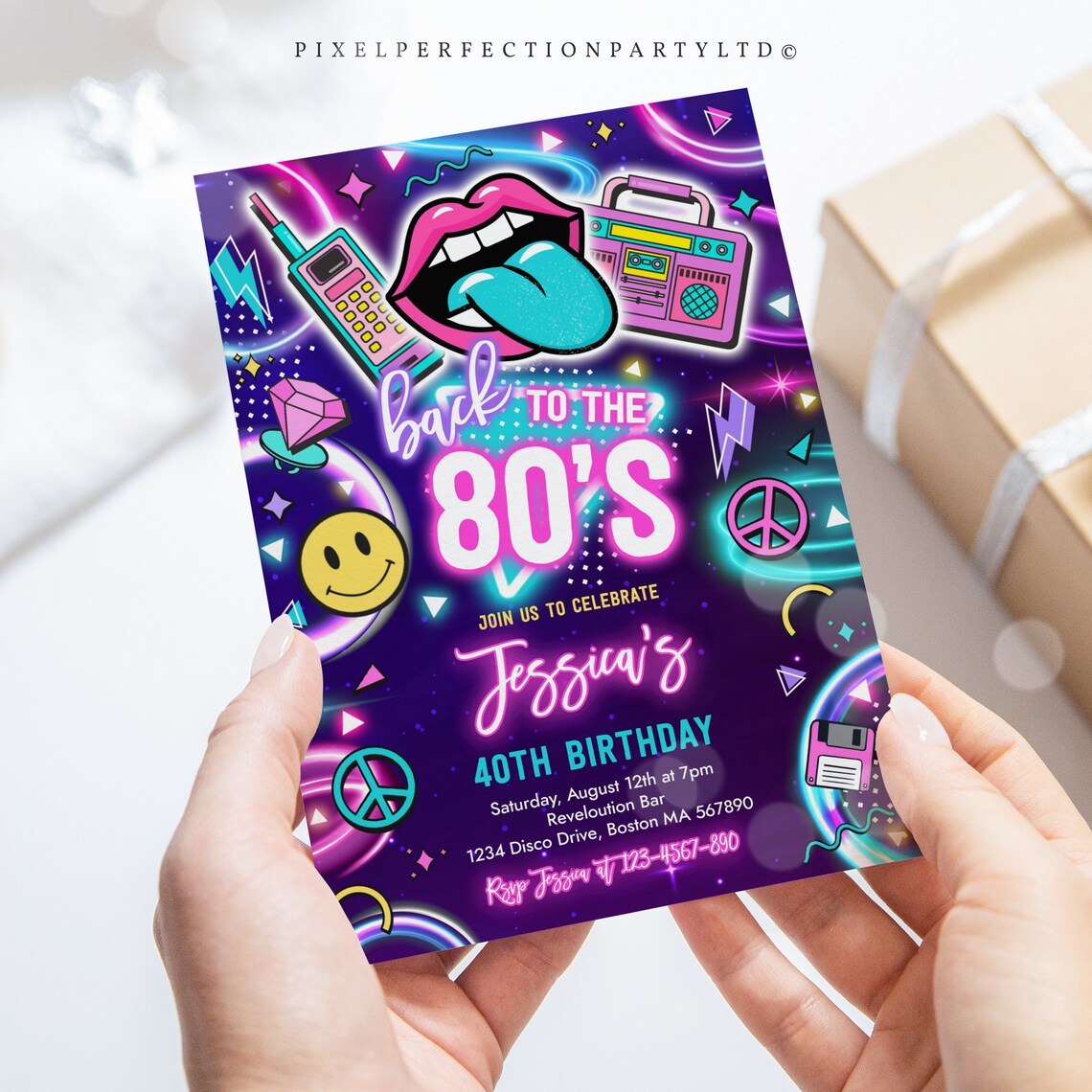 Editable 80s Birthday Party Invitation Back to the 80s Neon - Etsy