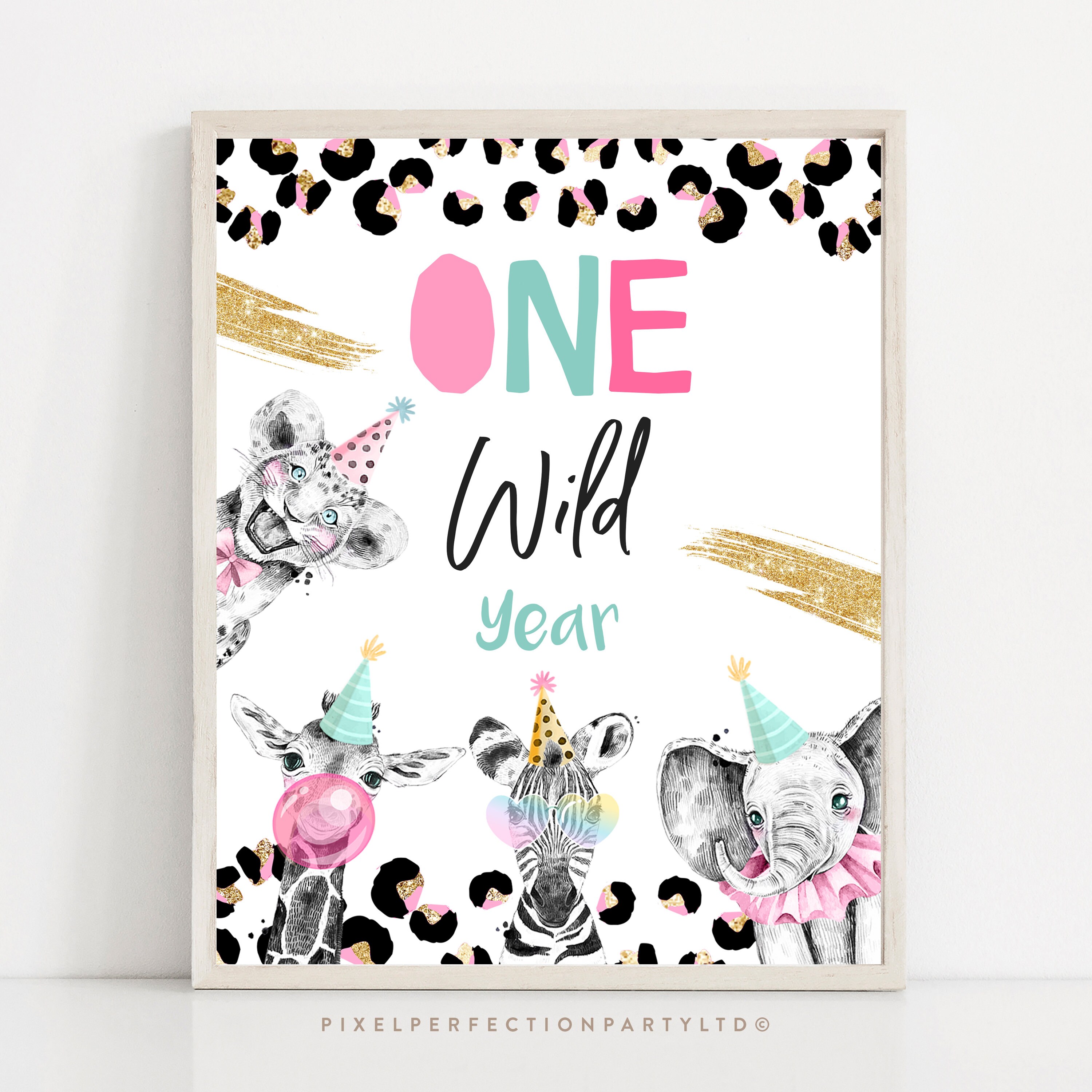 One Wild Year Safari Birthday Party Sign Wild One Animal Party | Etsy