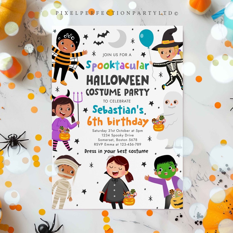 Editable Halloween Costume Party Birthday Invitation Halloween ...