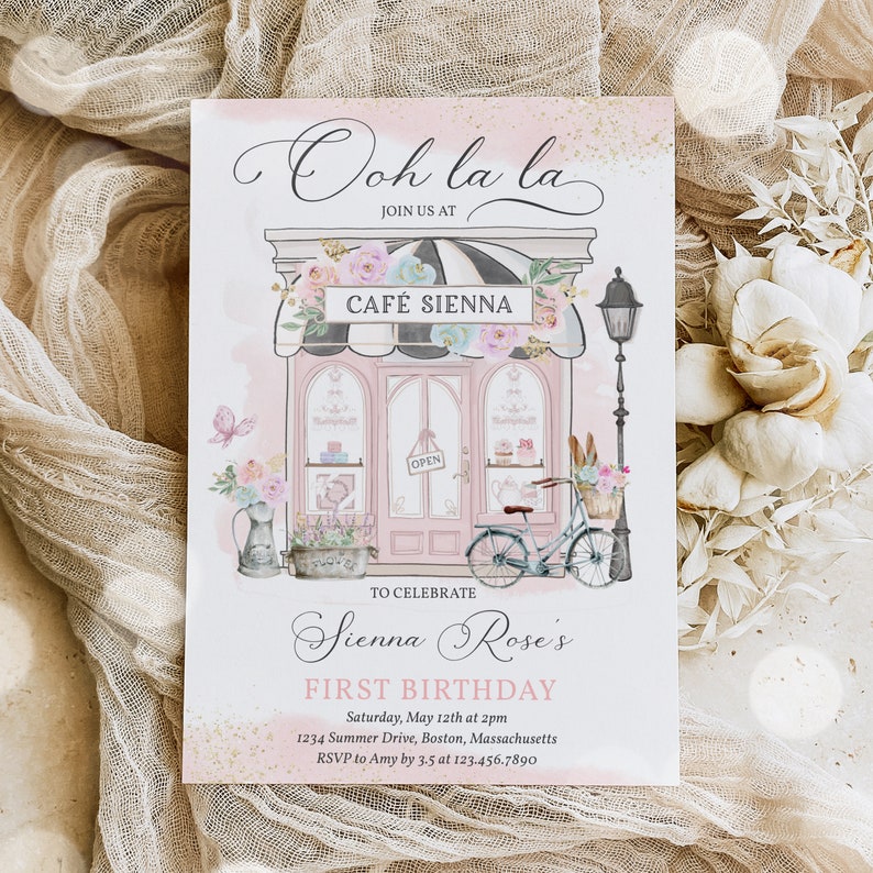 Editable Paris Birthday Party Invitation French Parisian Cafe Tea Party ...