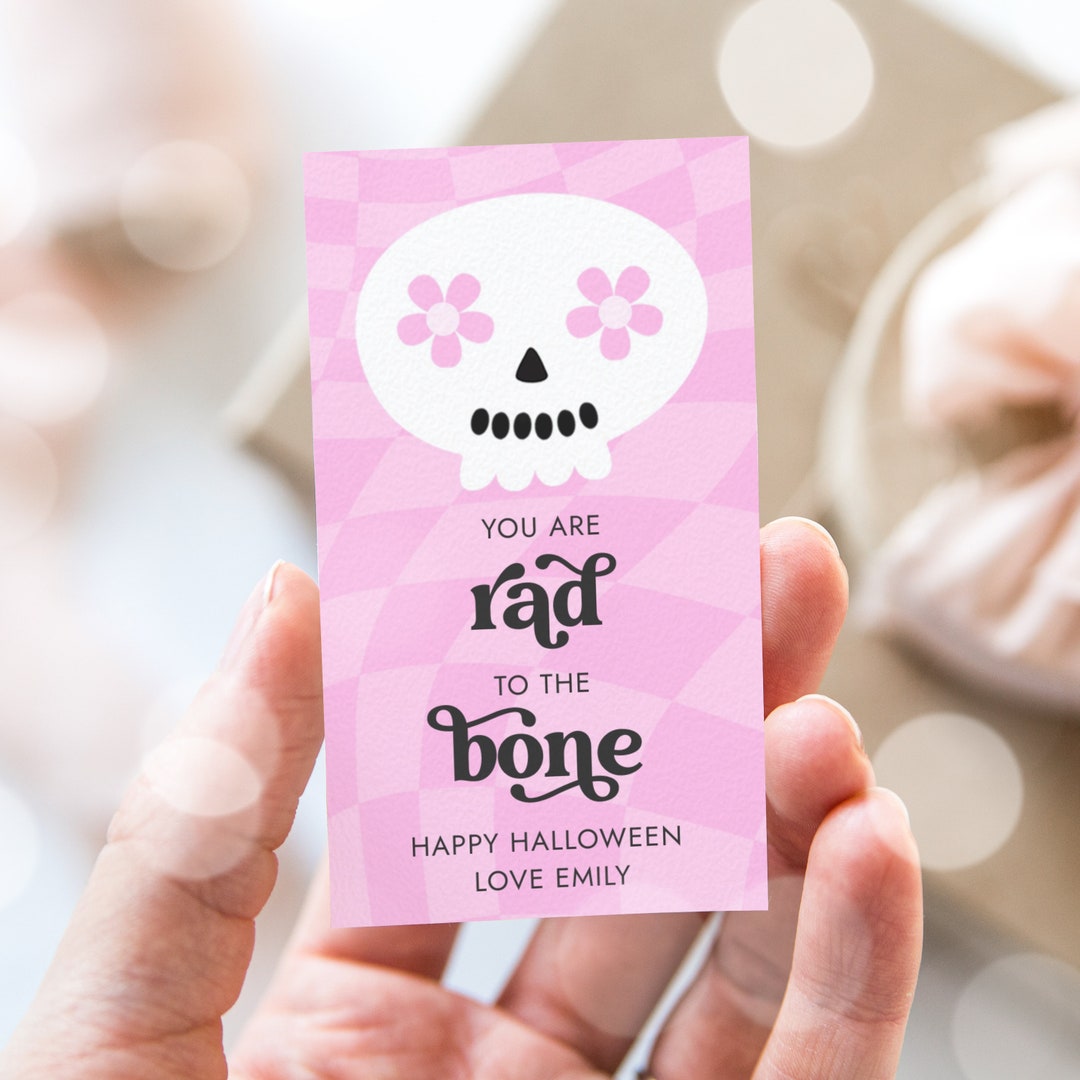 Editable Halloween Skeleton Gift Tag Halloween Rad To-the-bone - Etsy