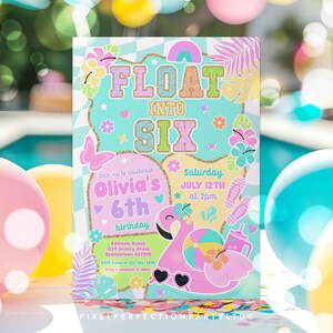 Editable Preppy 6th Birthday Pool Party Invitation Varsity Girl Fashion ...