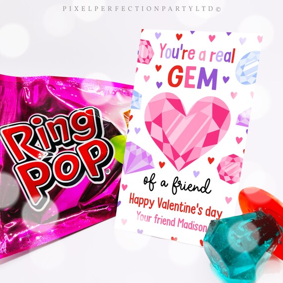Editable Ring Candy Valentines Gift Tags Valentines You're A Real Gem ...