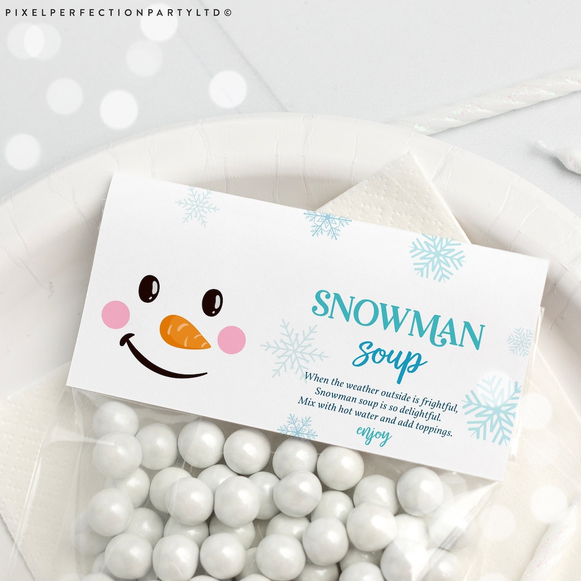 EDITABLE Snowman Soup Hot Chocolate Treat Bag Topper Snowman Soup ...