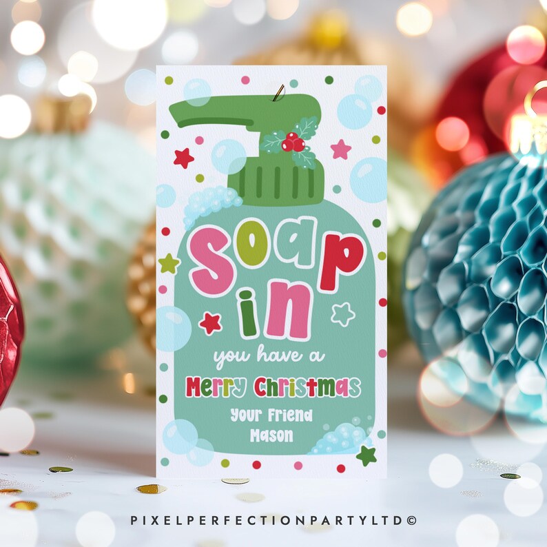 Editable Soaping You A Merry Christmas Christmas Gift Tag Hand Soap ...