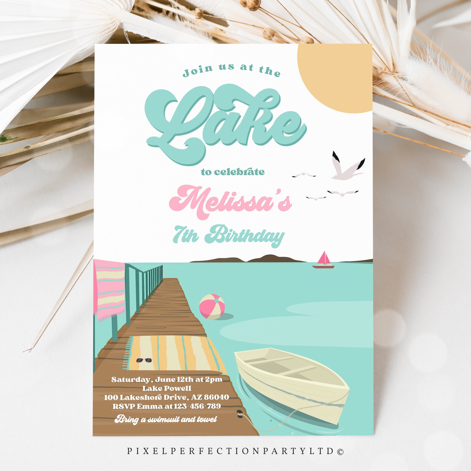 Editable Lake Birthday Party Invitation Boat Lake Birthday - Etsy
