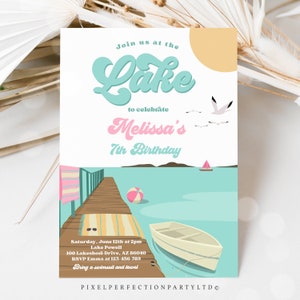 Editable Lake Birthday Party Invitation Boat Lake Birthday - Etsy