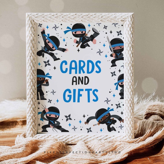 Ninja Birthday Party Cards and Gifts Table Sign Karate Birthday Warrior ...