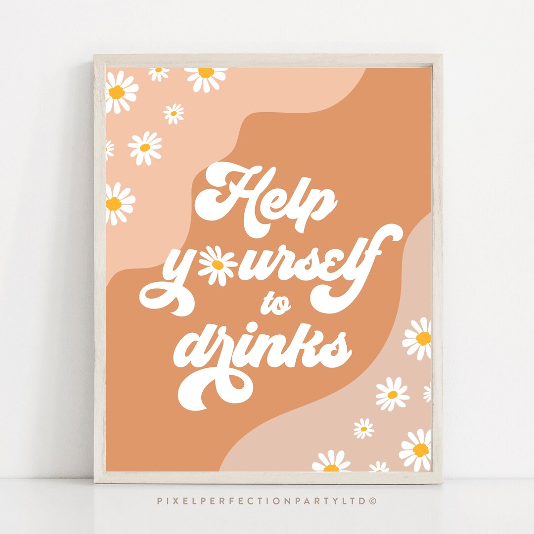 Daisy Birthday Party Refreshments Sign Boho Retro Groovy - Etsy
