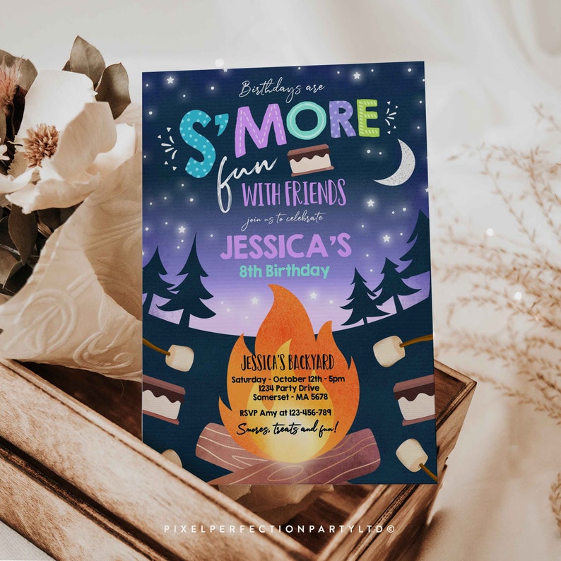 EDITABLE S'mores Birthday Invitation S'mores Bonfire - Etsy