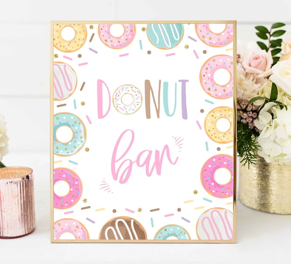Donut Bar Table Sign Donut Party Sign Food And Beverage Station Donut ...