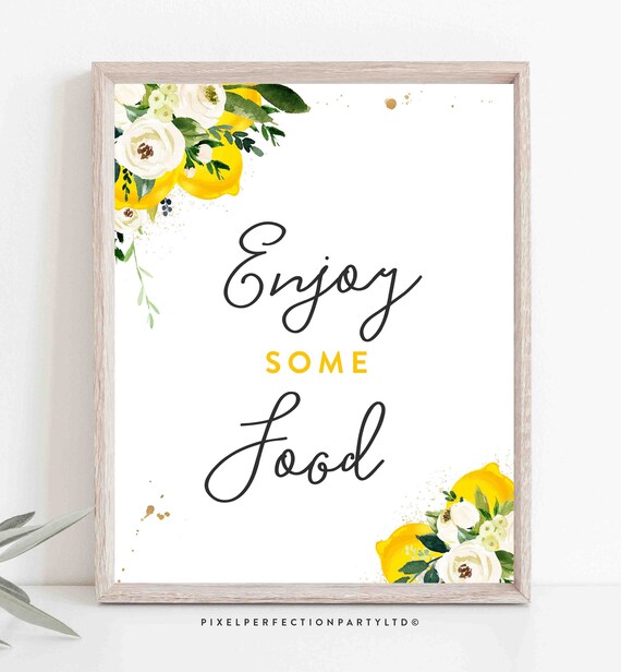 Lemon Enjoy Some Food Table Sign Lemon Baby Shower Table Decorations ...