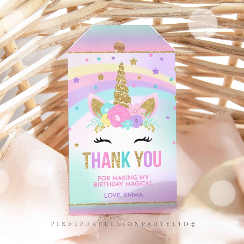Magical Unicorn Favor Tag Unicorn Party Thank You Tag Birthday - Etsy