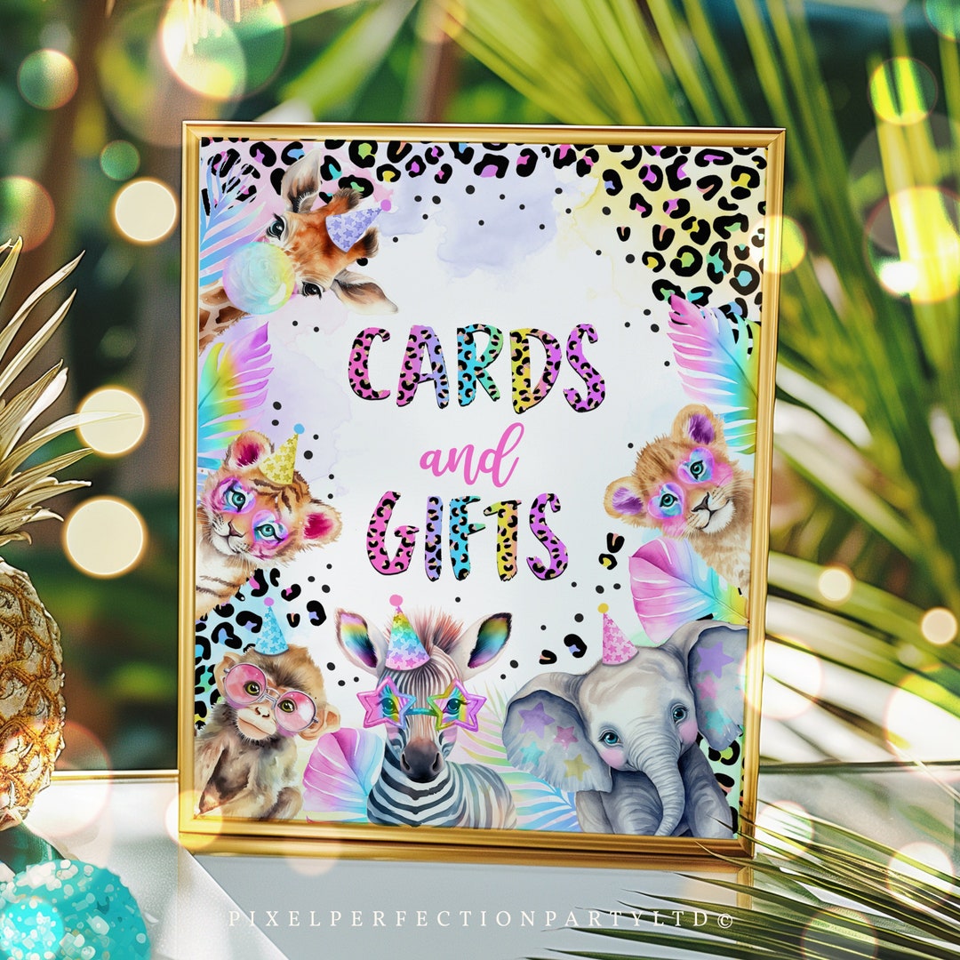 Safari Party Animals Cards & Gifts Birthday Sign Safari Leopard Print ...