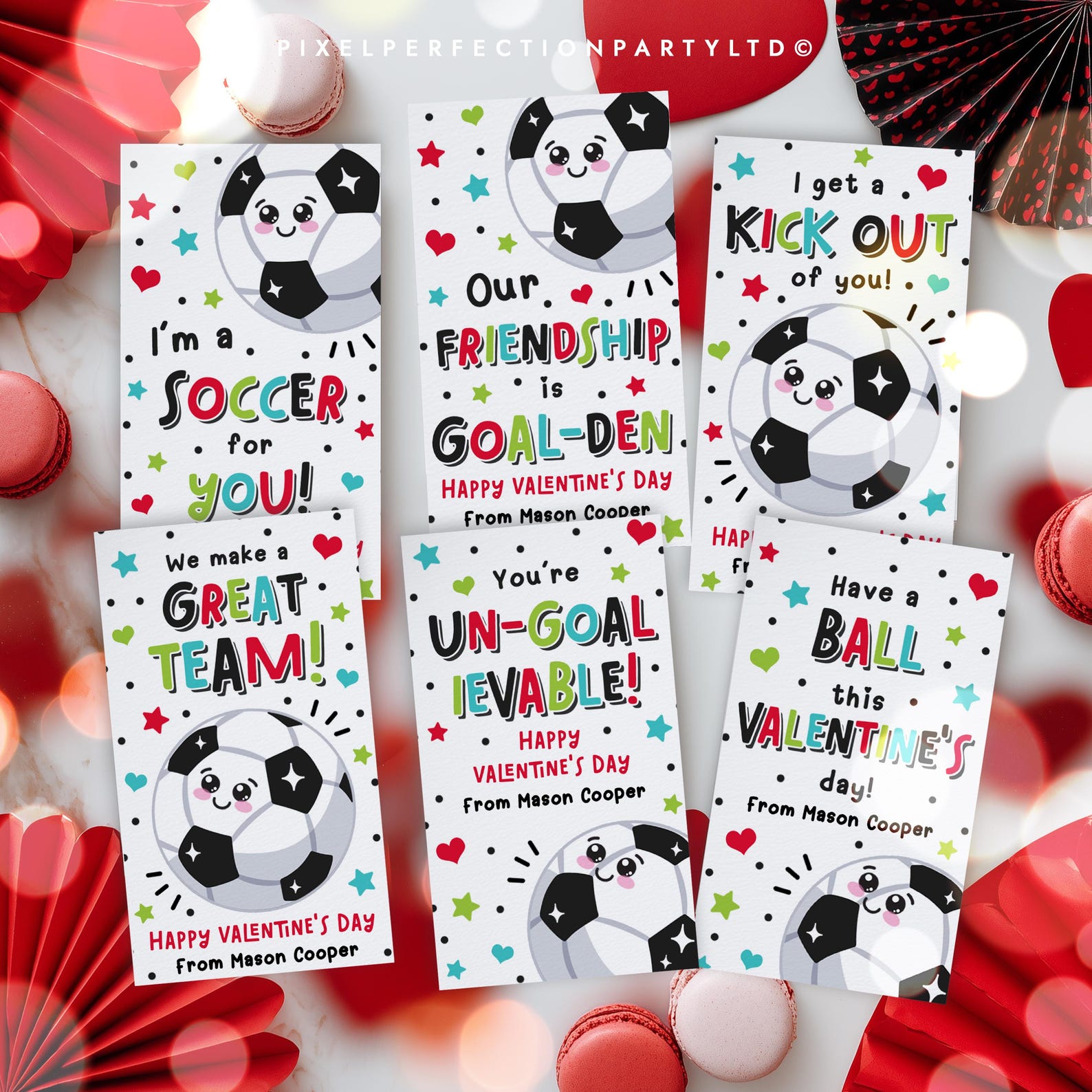 Editable Soccer Valentine's Day Gift Tags Set of 6 Sports Valentine ...