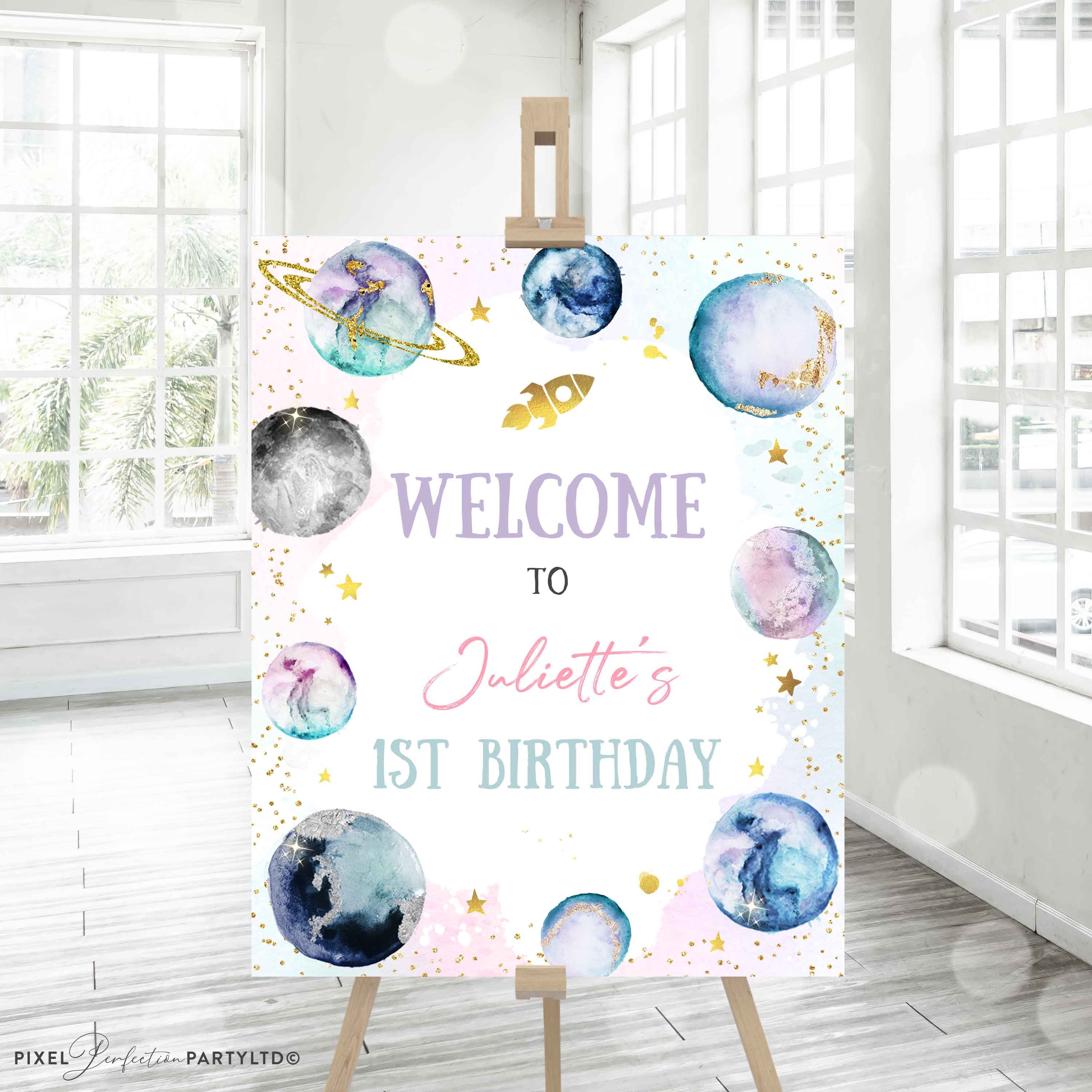 EDITABLE Outer Space Birthday Welcome Sign Outer Space Welcome | Etsy
