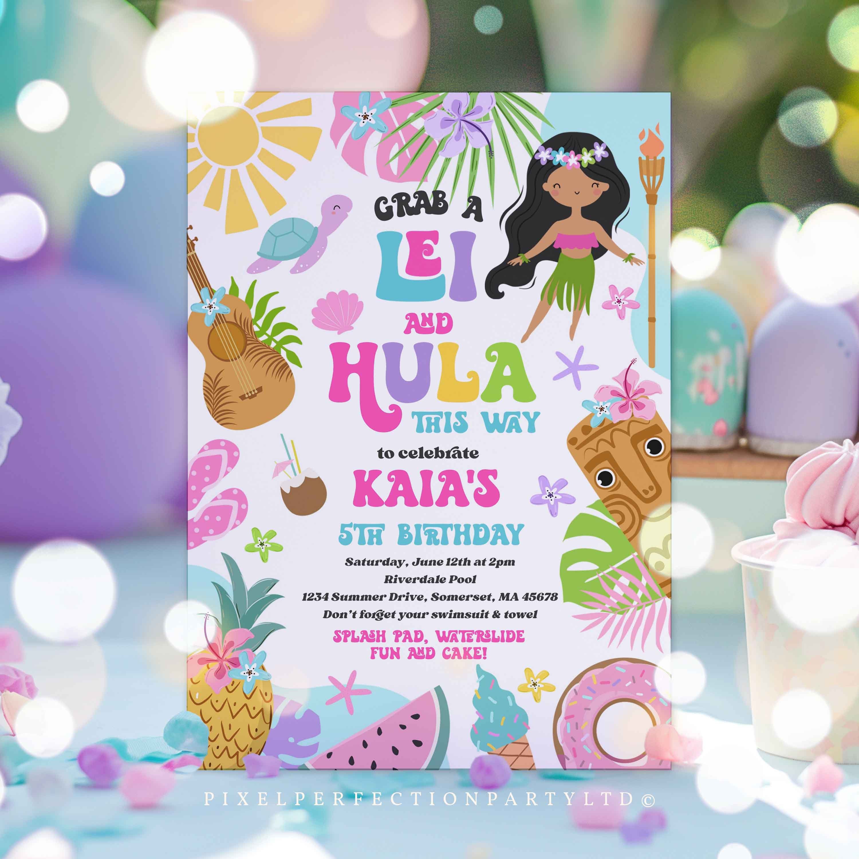 Editable Hawaiian Luau Birthday Invitation Pineapple Luau Birthday ...