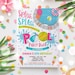 Editable Softball Pool Party Birthday Invitation Girl Summer Softball ...
