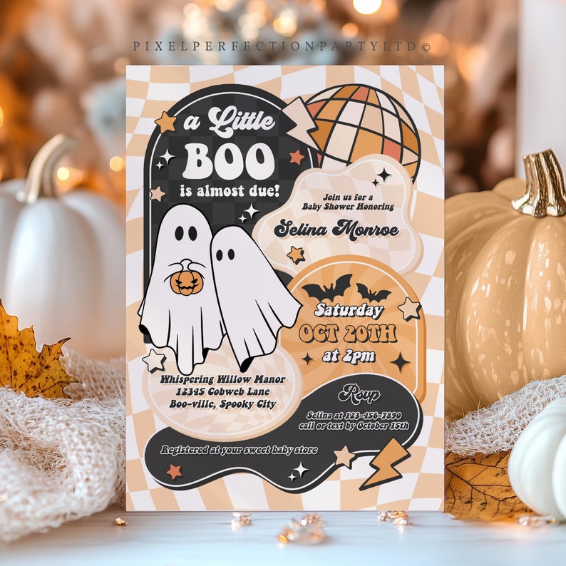 Editable Little Boo Baby Shower Invitation Gender Neutral Ghost Baby ...