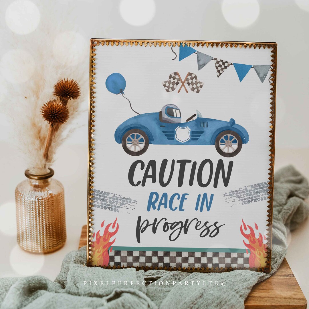 Race in Progress Party Sign Race Car 2nd Birthday Two Fast 2 - Etsy