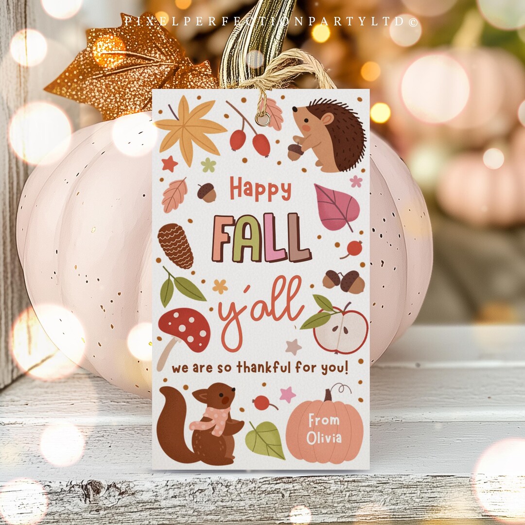 Editable Fall Gift Tag Happy Fall Y'all Gift Tag Thanksgiving Gift Tag ...